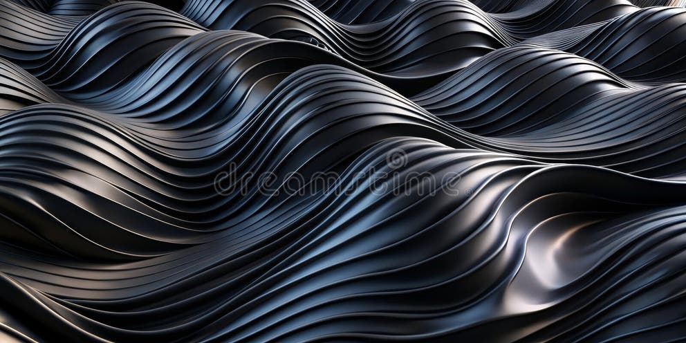 Abstract Wavy Black Surface, 3D Rendering, Dark Background, Abstract ...