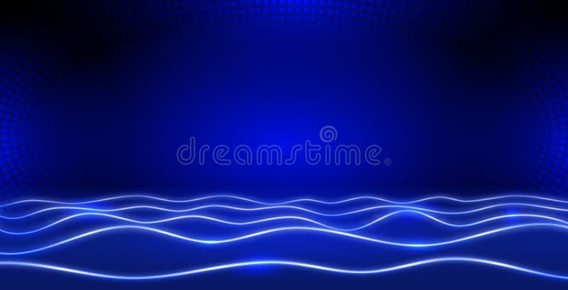 Abstract Wavy Blue Neon Background in Retro Style Stock Vector ...