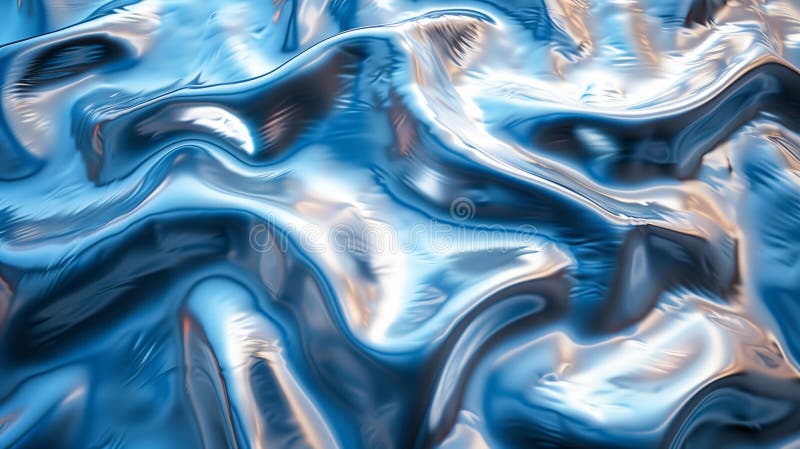 Abstract Wavy Blue and Silver Pattern Digital Art Stock Image - Image ...
