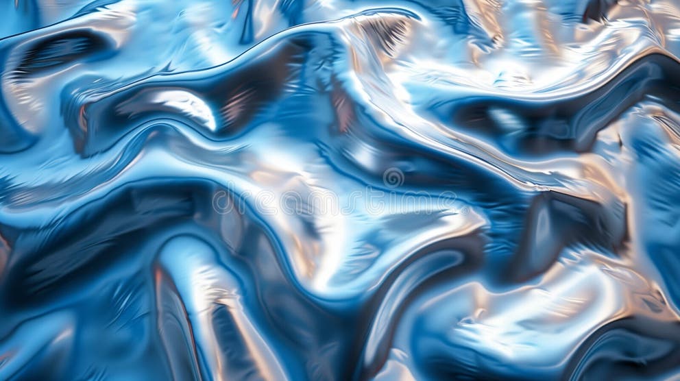 Abstract Wavy Blue and Silver Pattern Digital Art Stock Image - Image ...