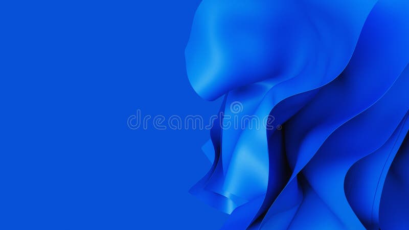 Abstract Wavy Blue Tender Fabric Motion in Wind. Satin Cloth Soft ...
