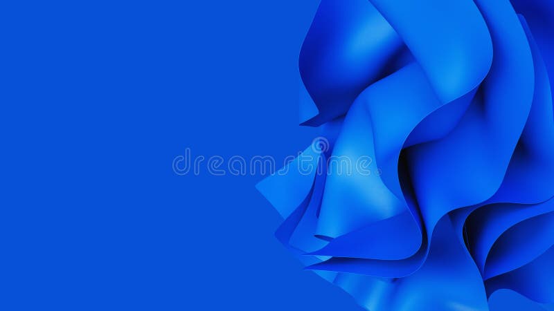 Abstract Wavy Blue Tender Fabric Motion in Wind. Satin Cloth Soft ...