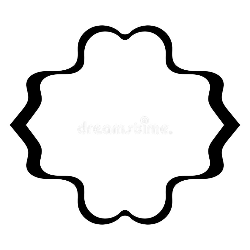 Abstract Wavy Border Frame with Curved Edges in Black Outline Stock ...
