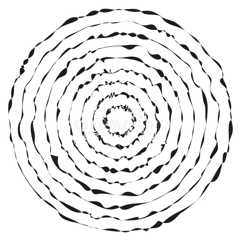 Abstract Wavy Circles. Black and White. Concentric Pattern. Vector ...