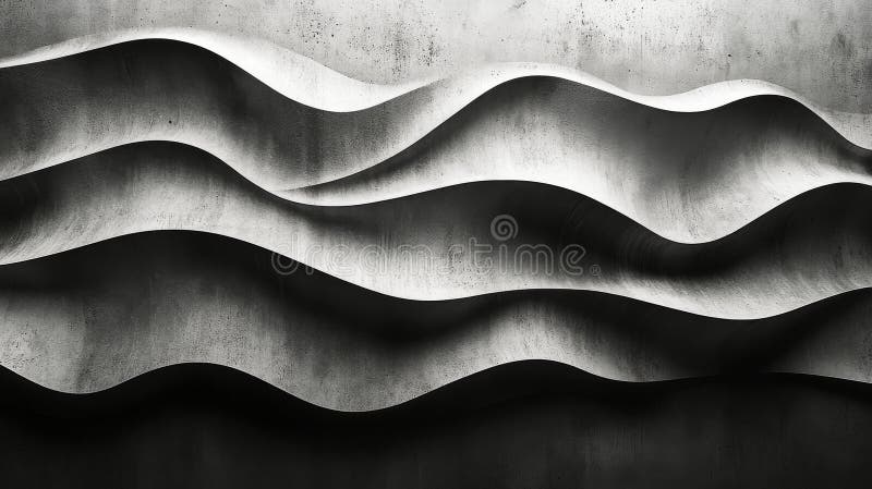 Abstract Wavy Concrete Patterns Illuminated by Soft Light in an ...