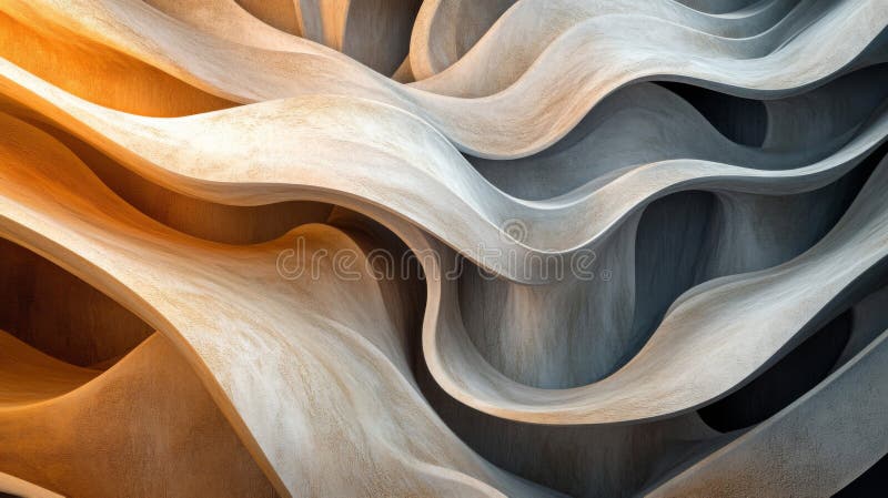 Abstract Wavy Concrete Structure with Light and Shadow Stock ...