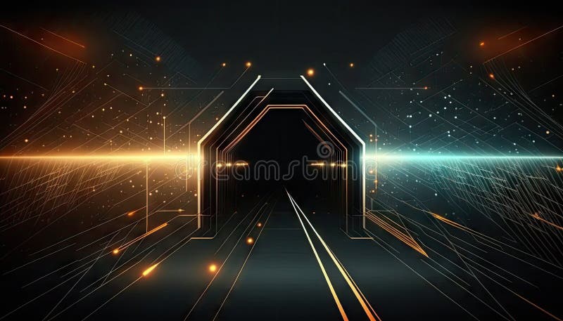 Abstract Wavy Curve Technology Background, Business Connection, Lines ...