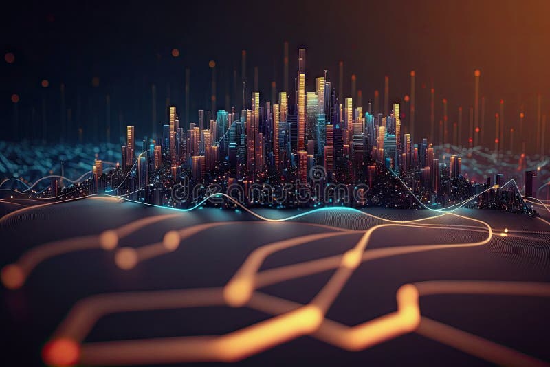 Abstract Wavy Curve Technology Background, Business Connection, Lines ...