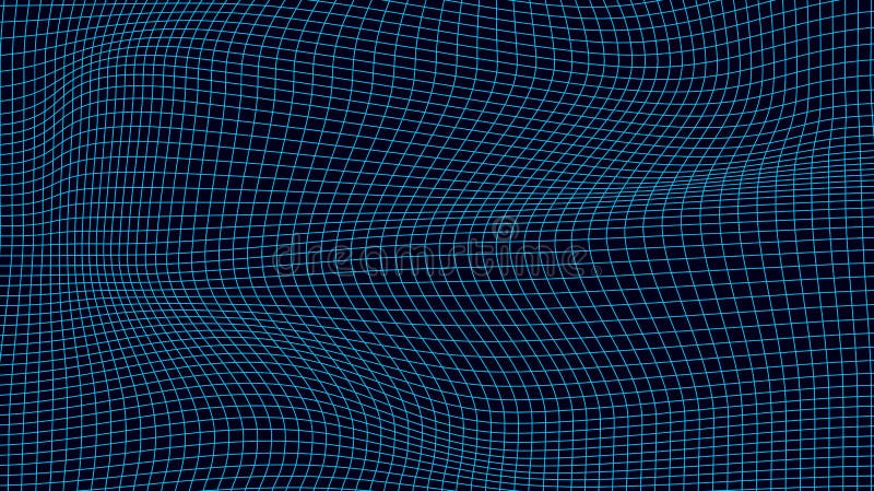 Abstract Wavy 3d Mesh on a Blue Background. Geometric Dynamic Wave. 3D ...