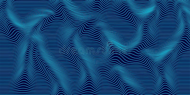 Abstract Wavy 3d Mesh on a Blue Background. Geometric Dynamic Wave. 3D ...