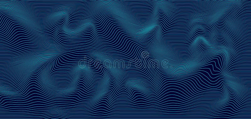 Abstract Wavy 3d Mesh on a Blue Background. Geometric Dynamic Wave. 3D ...