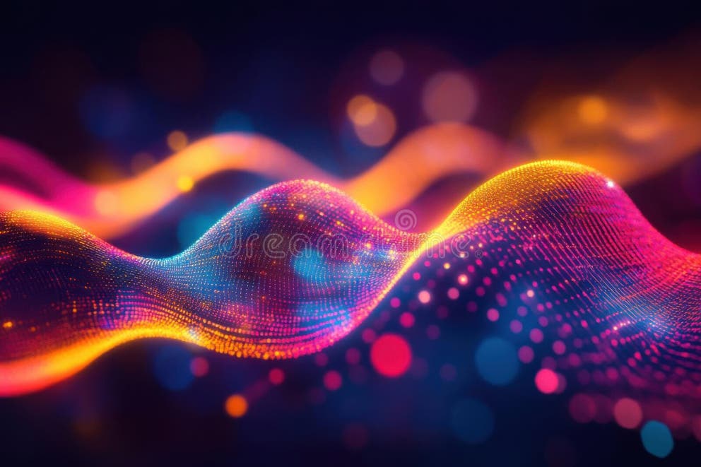 Abstract Wavy Data Flow Visualization with Colorful Futuristic Concept ...