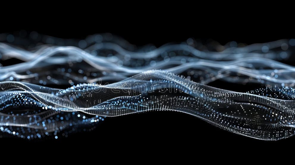 Abstract Wavy Data Stream Network - Digital Particles Background Stock ...