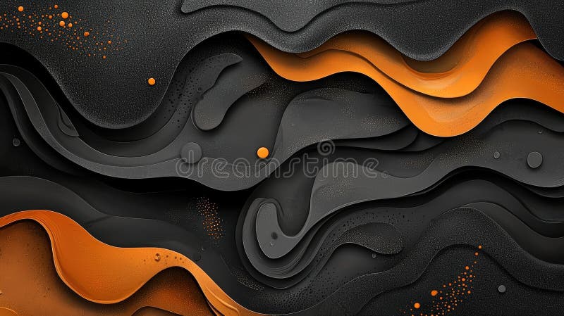 Abstract Wavy Design in Black and Orange Stock Illustration ...