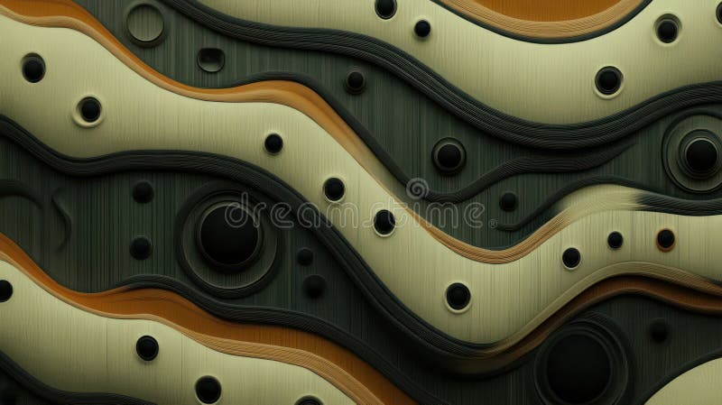 Abstract Wavy Design with Circular Elements in Earthy Tones Stock ...