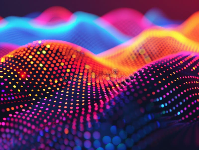 Abstract Wavy Digital Landscape with Vibrant Colors and Dotted Texture ...