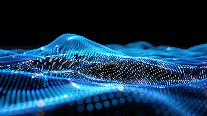 Abstract Wavy Dot Pattern in Blue, Tech Background Stock Illustration ...