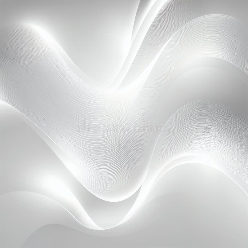 Abstract Wavy Luxury, White and Silver, Flowing Background, Generative ...
