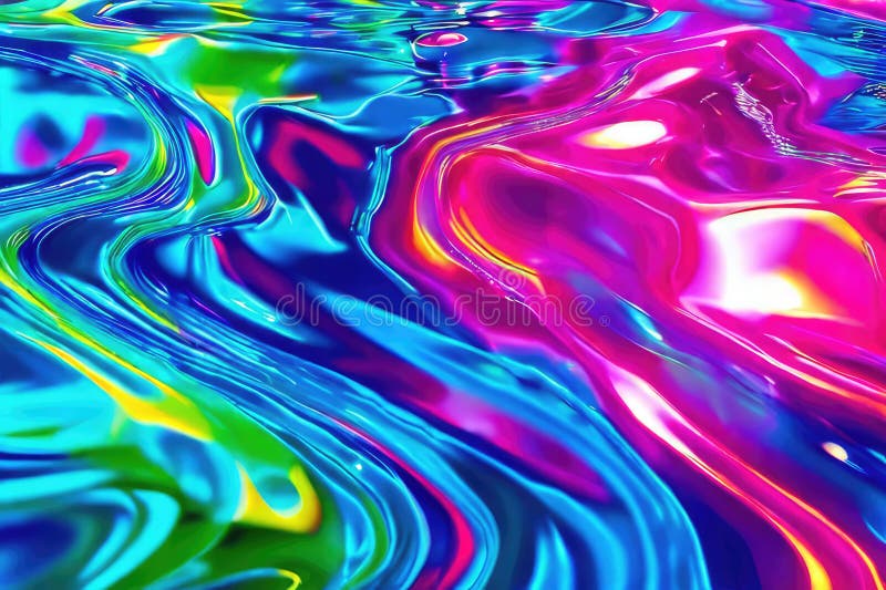 Abstract Wavy Fluid Colorful Psychedelic Background. Liquid Rainbow ...