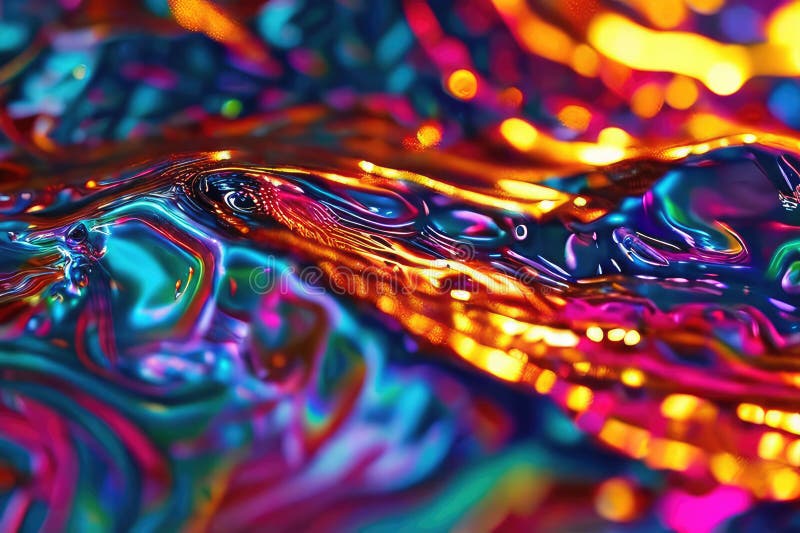 Abstract Wavy Fluid Colorful Psychedelic Background. Liquid Rainbow ...
