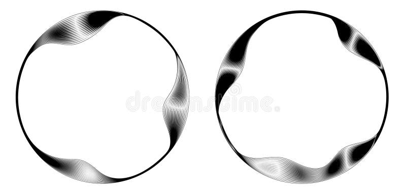 Abstract Wavy Frames, Line Art Borders with Curves Pattern, Rings with ...