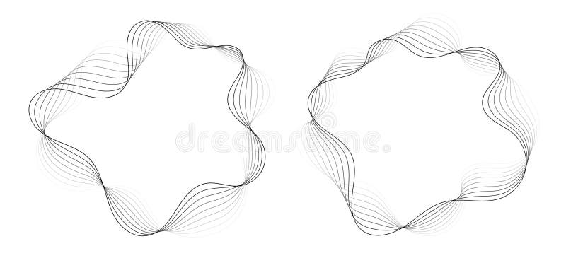Abstract Wavy Frames Set, Black Flowing Borders Isolated on White ...