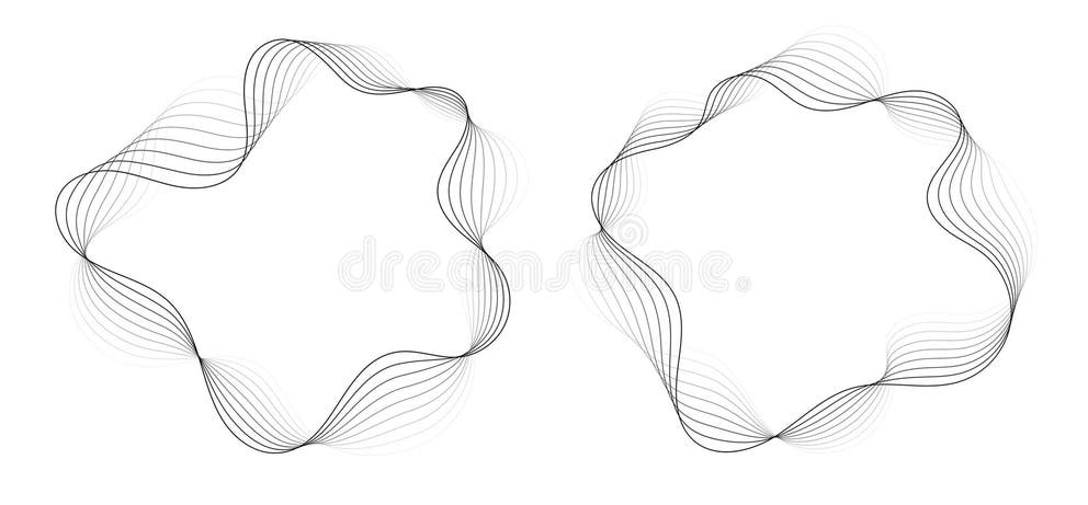 Abstract Wavy Frames Set, Black Flowing Borders Isolated on White ...