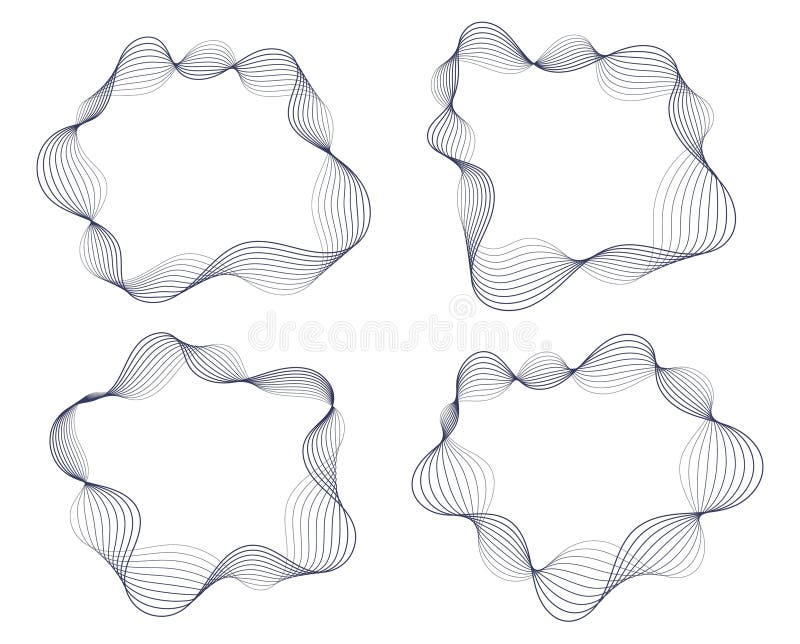 Abstract Wavy Frames Set, Black Flowing Borders Isolated on White ...