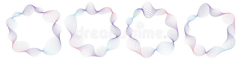 Abstract Wavy Frames Set, Colorful Flowing Borders Isolated on White ...