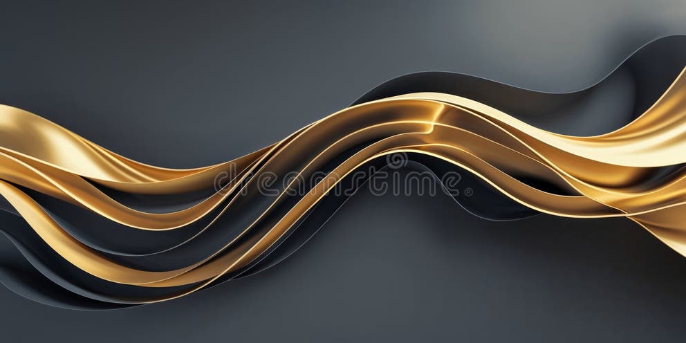 Abstract Wavy Gold and Dark Gray Background Stock Image - Image of ...