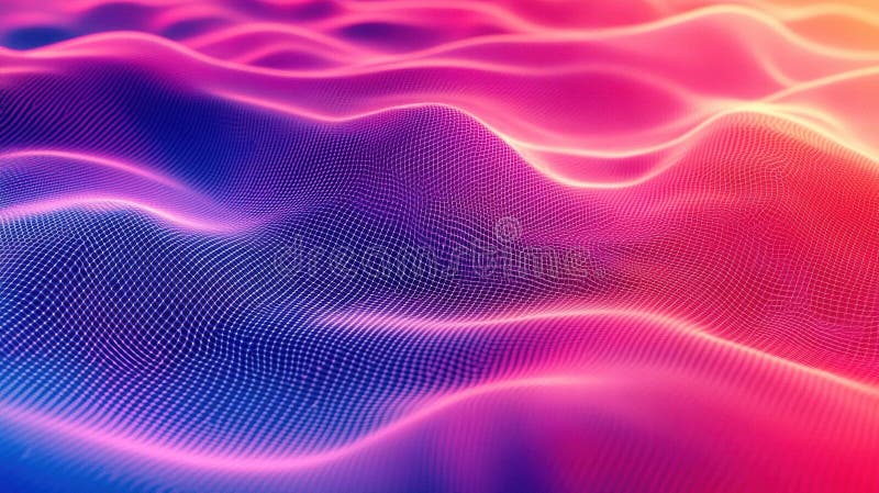 Abstract Wavy Grid, Digital Landscape of Vibrant Hues Stock Image ...