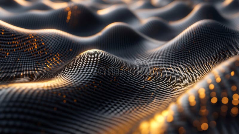 Abstract Wavy Grid Pattern with Golden Highlights Stock Illustration ...