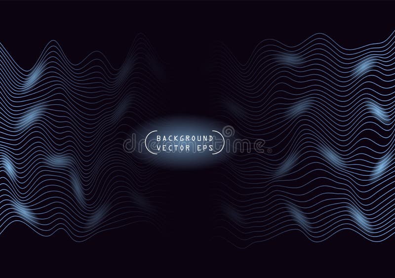 Abstract Wavy Horizontal Lines, Blue Winding, Relief Wave. Vector ...