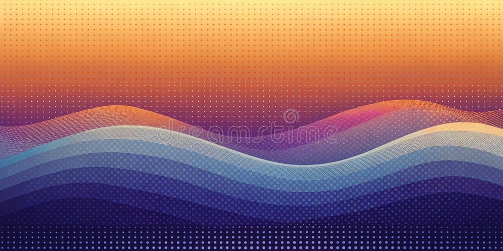 Abstract Wavy Landscape with Gradient Color and Dotted Pattern ...