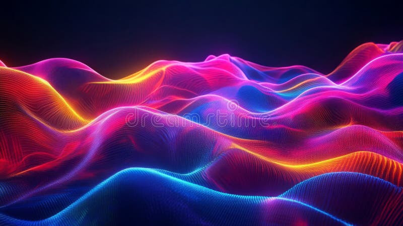 Abstract Wavy Landscape with Neon Colors Stock Illustration ...