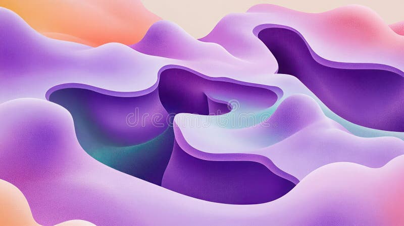 Abstract Wavy Landscape with Smooth Gradients in Purple and Pastel ...