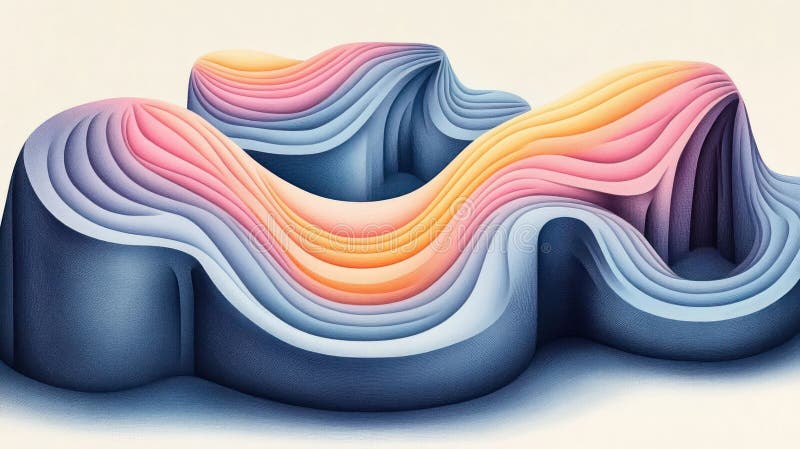 Abstract Wavy Landscape with Soft Gradients in Pastel Colors Stock ...