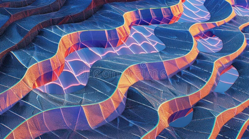 Abstract Wavy Landscape with Vibrant Colors and Textures Stock ...