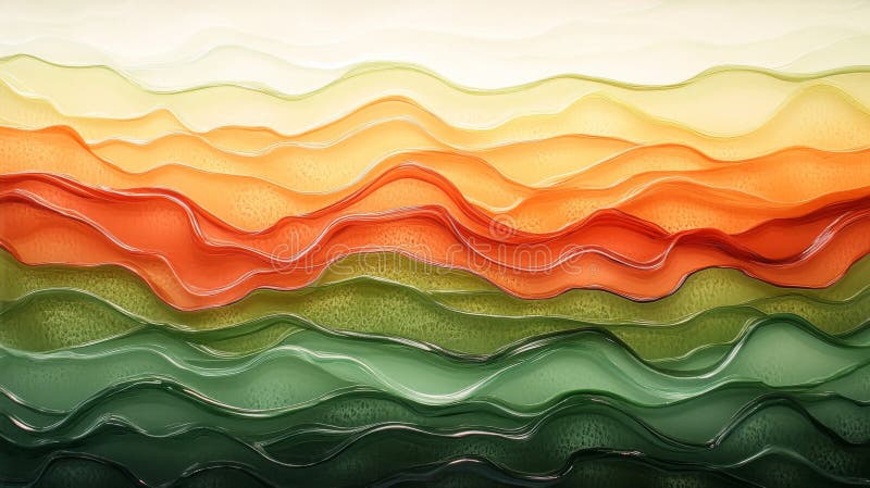 Abstract Wavy Landscape in Warm and Cool Tones Stock Illustration ...