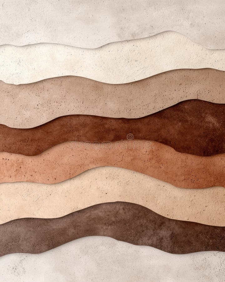 Abstract Wavy Layered Background in Earth Tones Stock Illustration ...