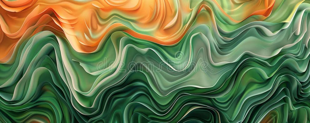 Abstract Wavy Layered Green and Orange Texture Stock Photo - Image of ...