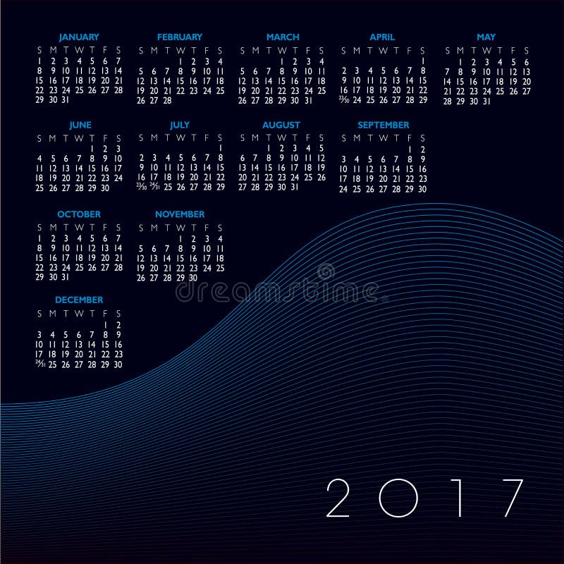 A 2017 Abstract Wavy Line Calendar Stock Vector - Illustration of lines ...
