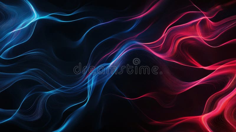 Abstract Wavy Lines Background in Blue and Red Stock Illustration ...