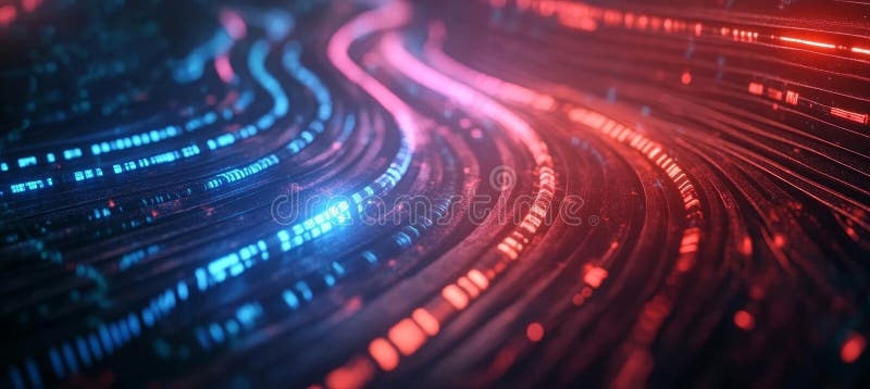 Abstract Wavy Lines Background, Digitalization Data Flow, Artificial ...