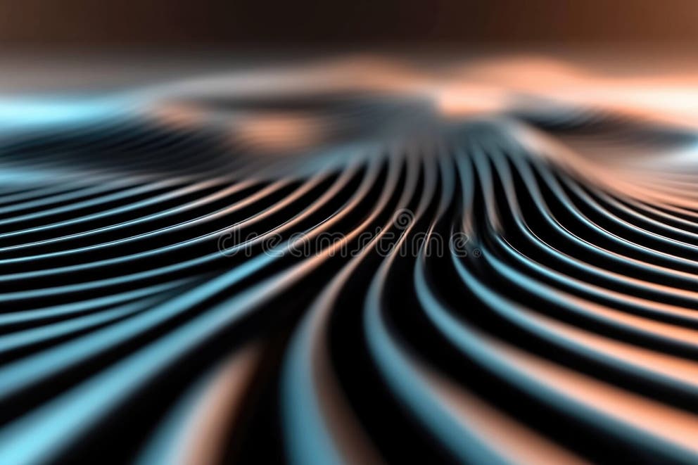 Abstract Wavy Lines in Blue and Orange Light Reflections Stock ...