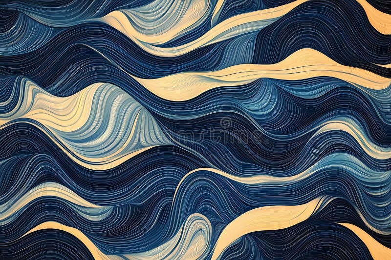 Abstract Wavy Lines in Blue and Yellow Stock Illustration ...