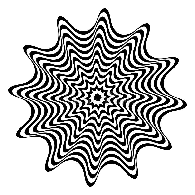 Abstract Wavy Lines Circle Op Art Pattern Stock Vector - Illustration ...
