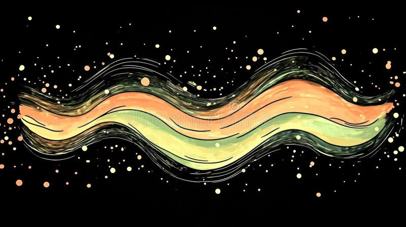 Abstract Wavy Lines with Dots on a Dark Background, Evoking a Sense of ...