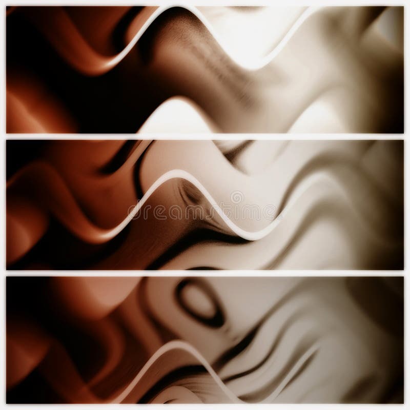Abstract Wavy Lines Flowing Chocolate Color Triptych Design Stock ...