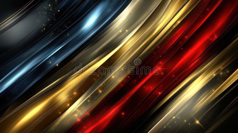 Abstract Wavy Lines in Gold, Red, and Blue with a Glossy Finish and ...